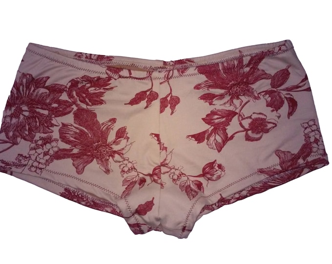 Toile De Jouy Bathing Suit Booty Shorts Matte Floral Print - Etsy