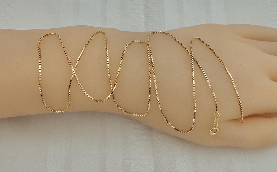 14K Solid Gold Box Chain Necklace Unisex Beautiful Chain 24” Length 4. ...