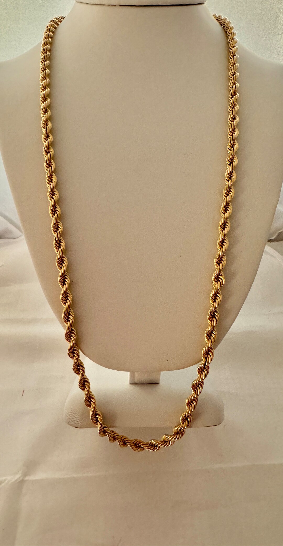 14K Solid Gold Rope Chain Vintage Patina Necklace Yellow Gold 29” Lenx ...