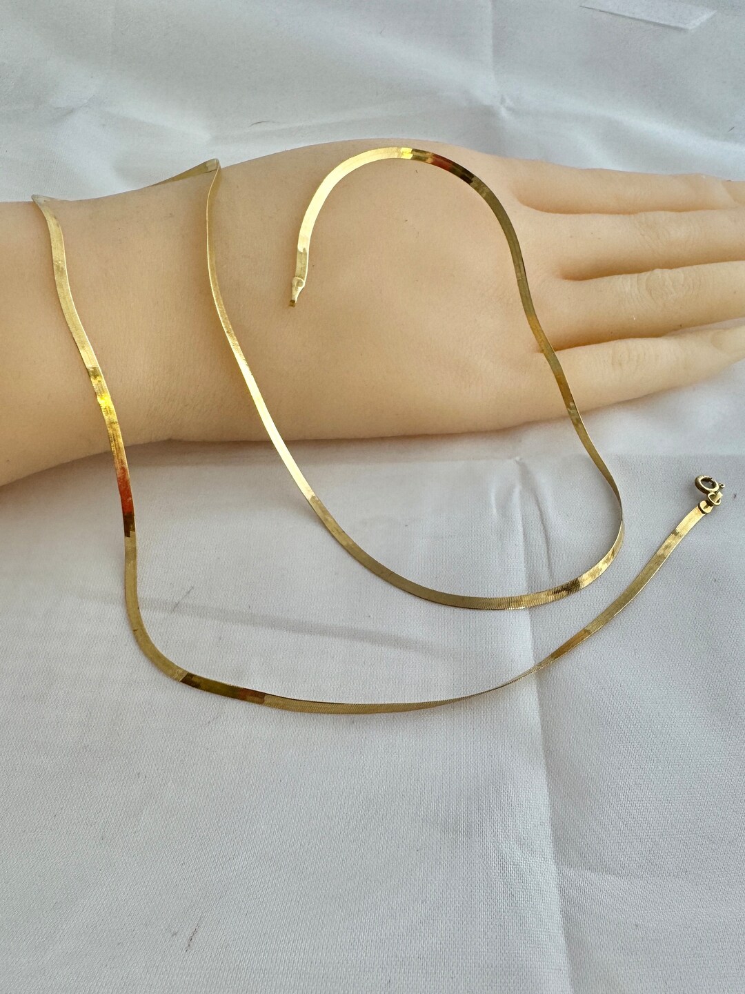 14K Solid Gold 24”flat Chain Link Smooth Shiny Reversible Unisex ...