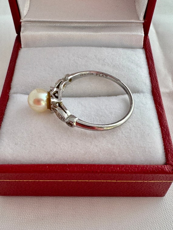 Platinum Luster Pearl 4 Diamonds Old European Cut 10%… - Gem