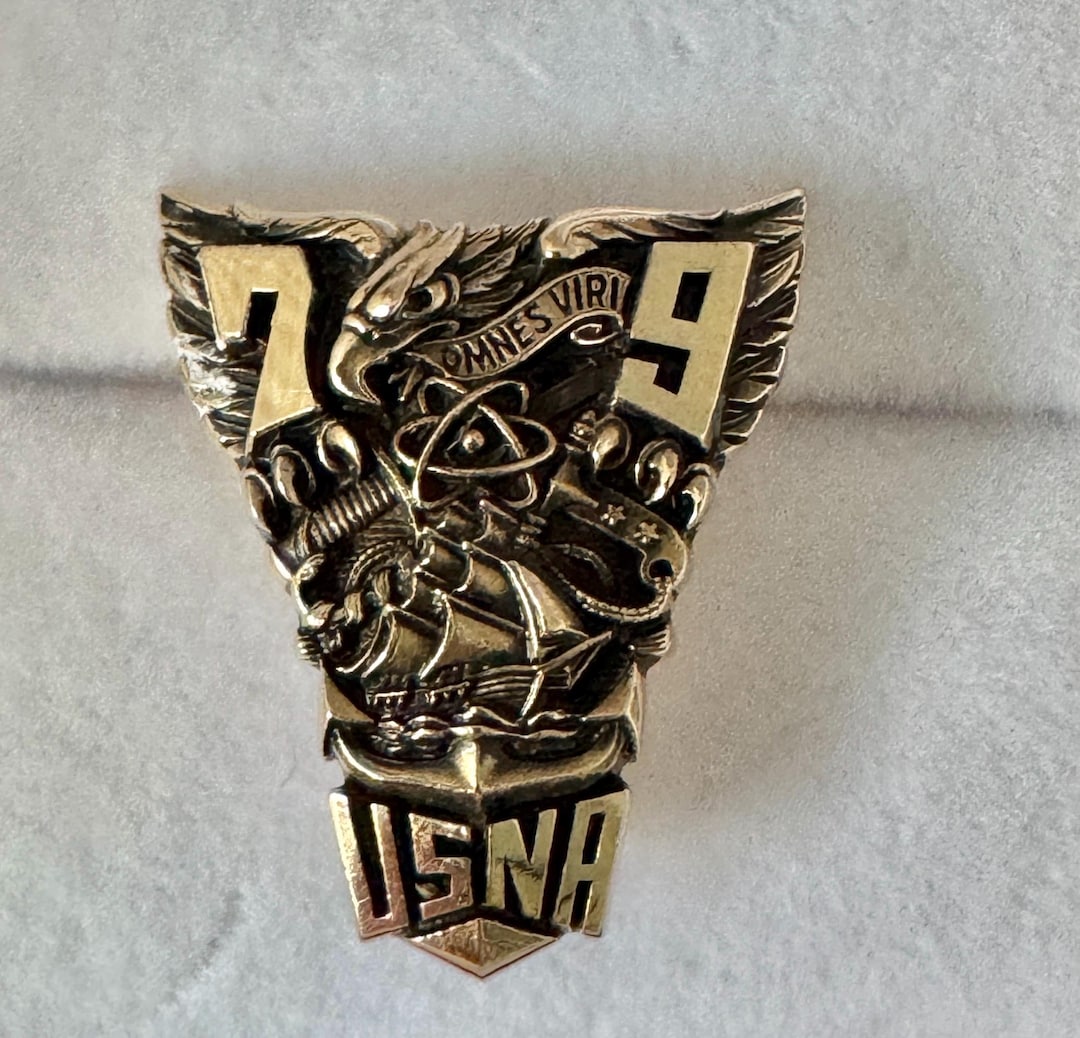 14K Solid Gold 1979 United States USNA Naval Academy Class Pin - 14K ...