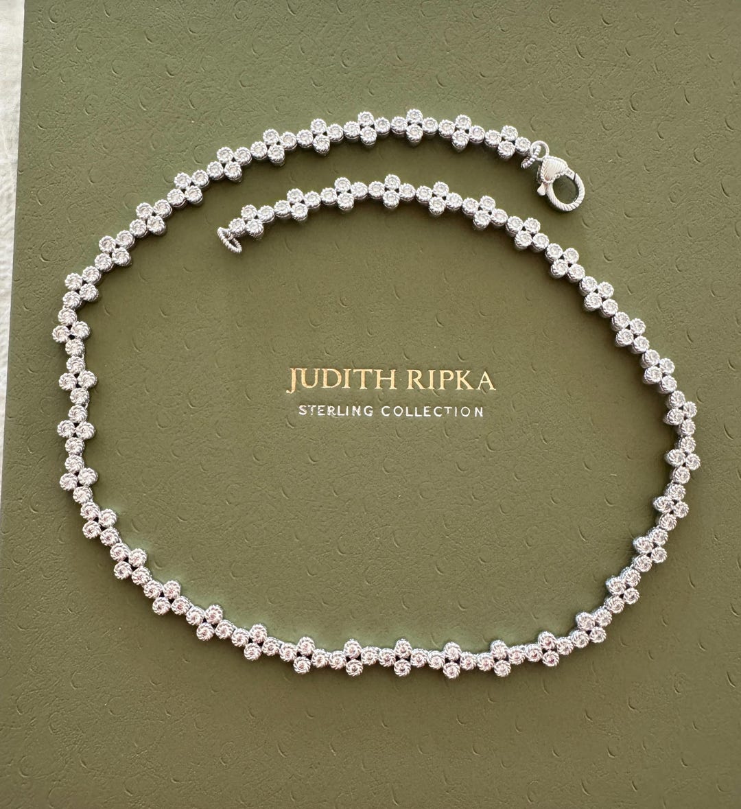 Judith Ripka Diamonique CZ 4 Cluster Necklace 925 Sterling Silver Box ...