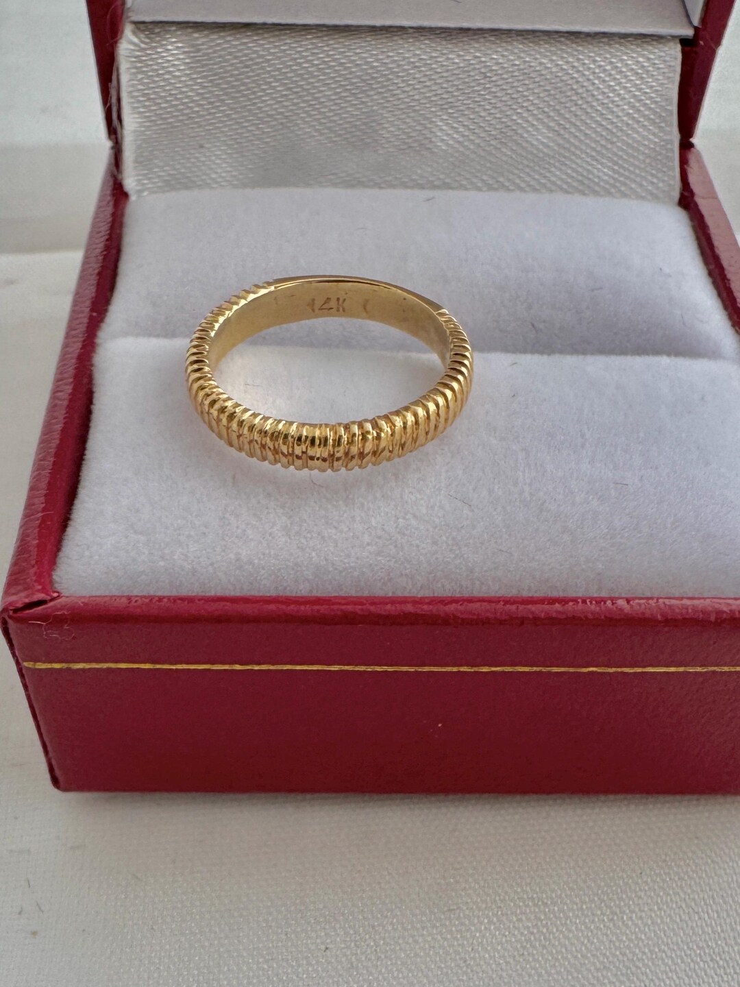 14K Solid Gold Childs Ring Ribbed Border Has Name Plate Engraveable ...