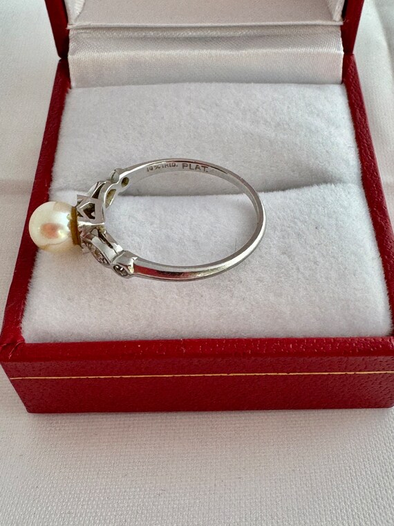 Platinum Luster Pearl 4 Diamonds Old European Cut 10%… - Gem