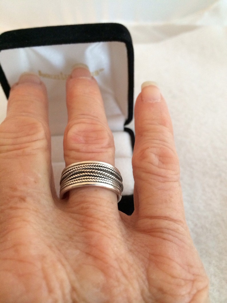 Lovely Contemporary Multi Links Wide Ring Band Central Has - Etsy