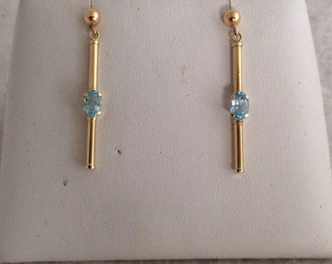 Stunning 14K Fine Gold Matchstick Faceted Blue Topaz Gemstone - Etsy