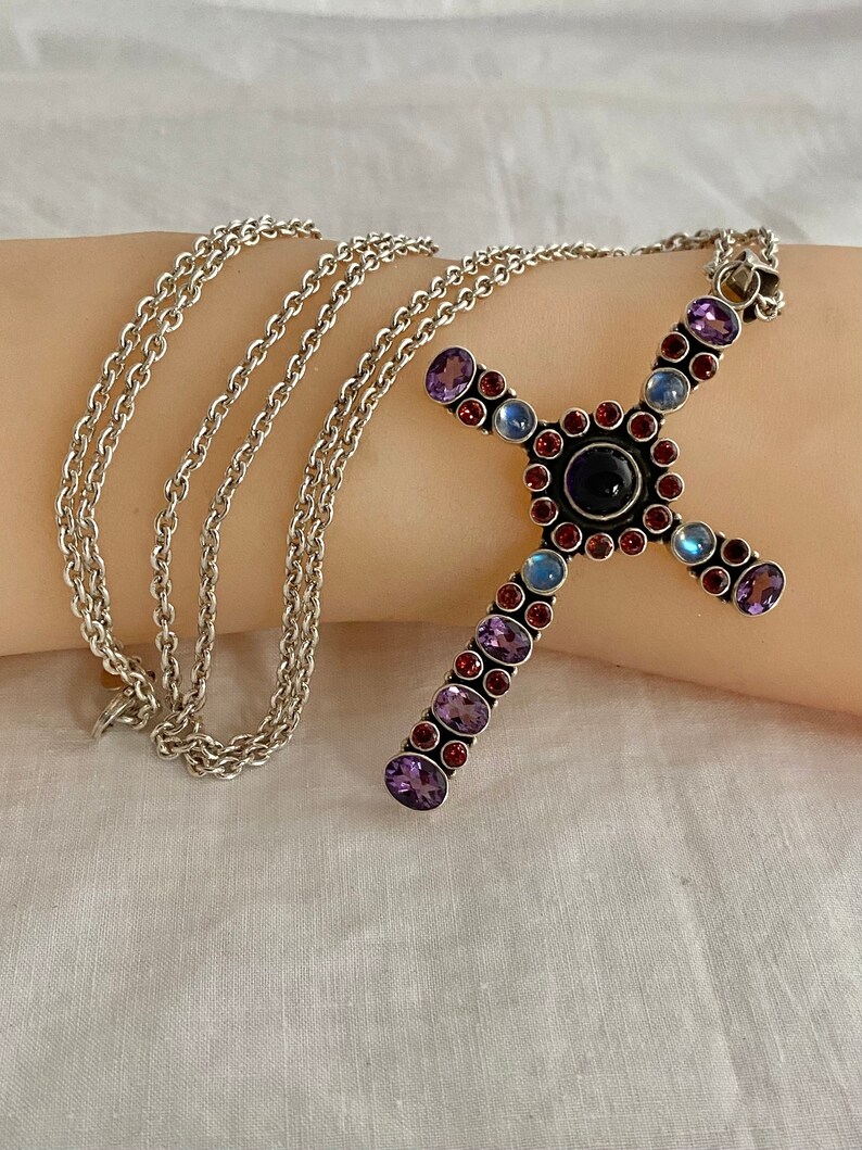 Nicky Butler Multi Gemstone Cross Moonstone Amethyst Garnet | Etsy