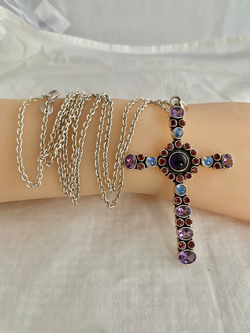Nicky Butler Multi Gemstone Cross Moonstone Amethyst Garnet | Etsy