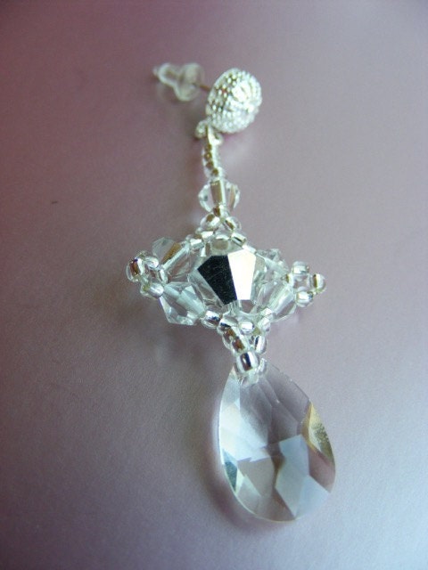 Crystal and Silver Fancy Dangle Earrings for Formal or Bridal Wear - Etsy