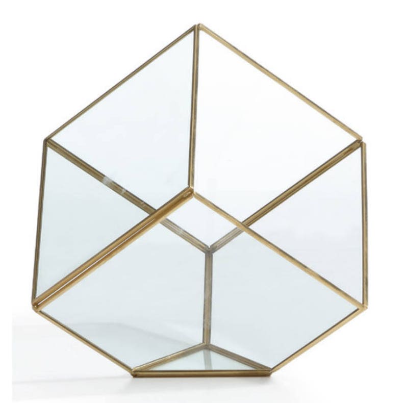 Heptahedron Geometric Terrarium Bronze Plated Iron Fast | Etsy
