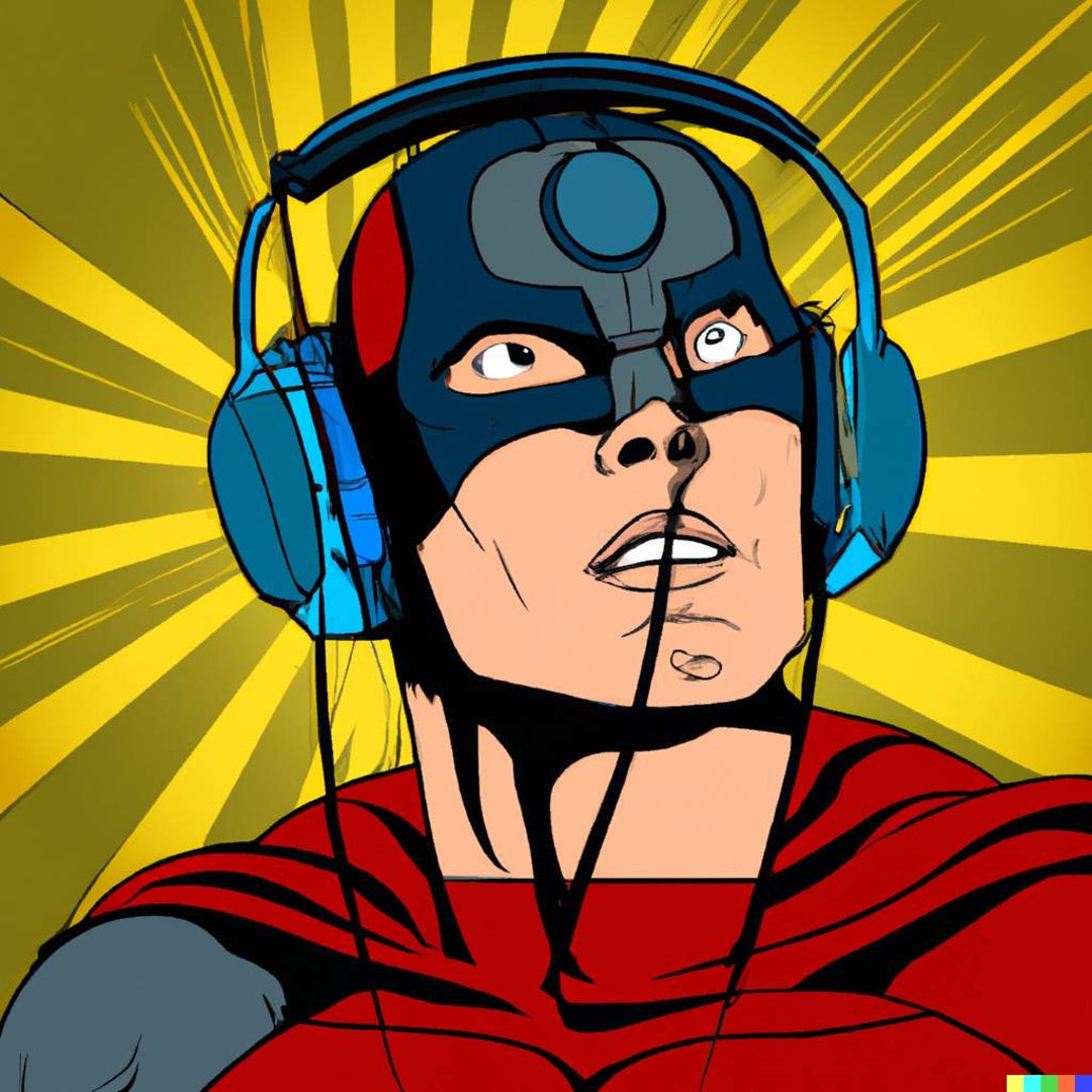 Superhero Listening to Music. on a Large Mousepad. 18"x16" - Etsy