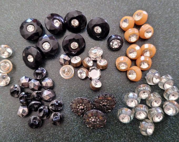 Vintage 1950s 1980s Buttons Lot 50 Rhinestone and Sparkle Buttons FREE ...