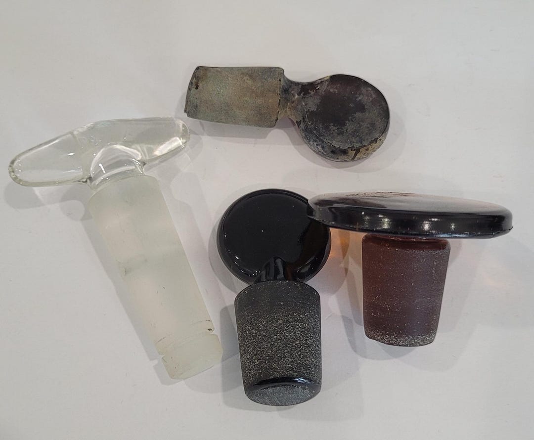 Vintage 1940s - 1950 Four Piece LOT Ground Glass Stoppers PYREX FREE ...