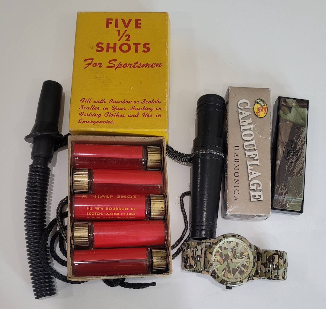 Vintage Hunting Gear Campfire Gear Duck Call Pig Squealer Camo Gear ...