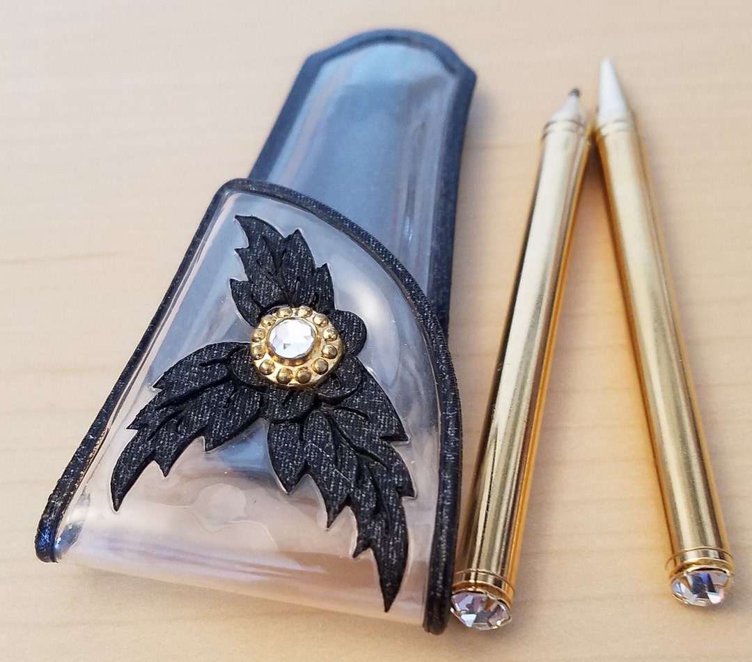Vintage 1950s Tiny Jeweled Pen Pencil Set Purse Size Set Game Night Pen ...