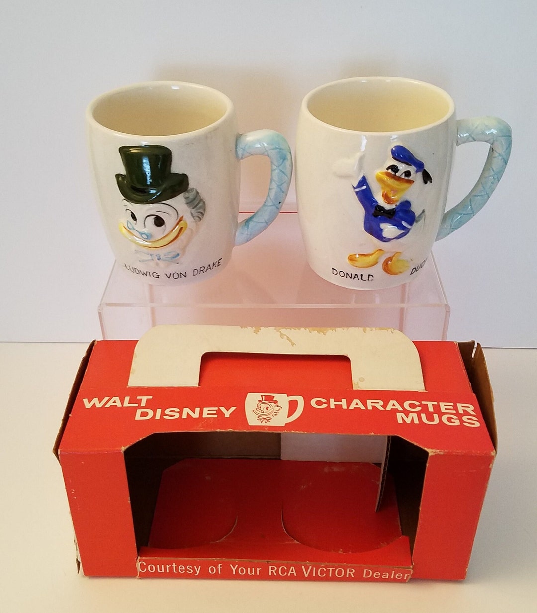 Vintage 1961 Walt Disney Donald Duck and Ludwig Von Duck Mugs RCA ...