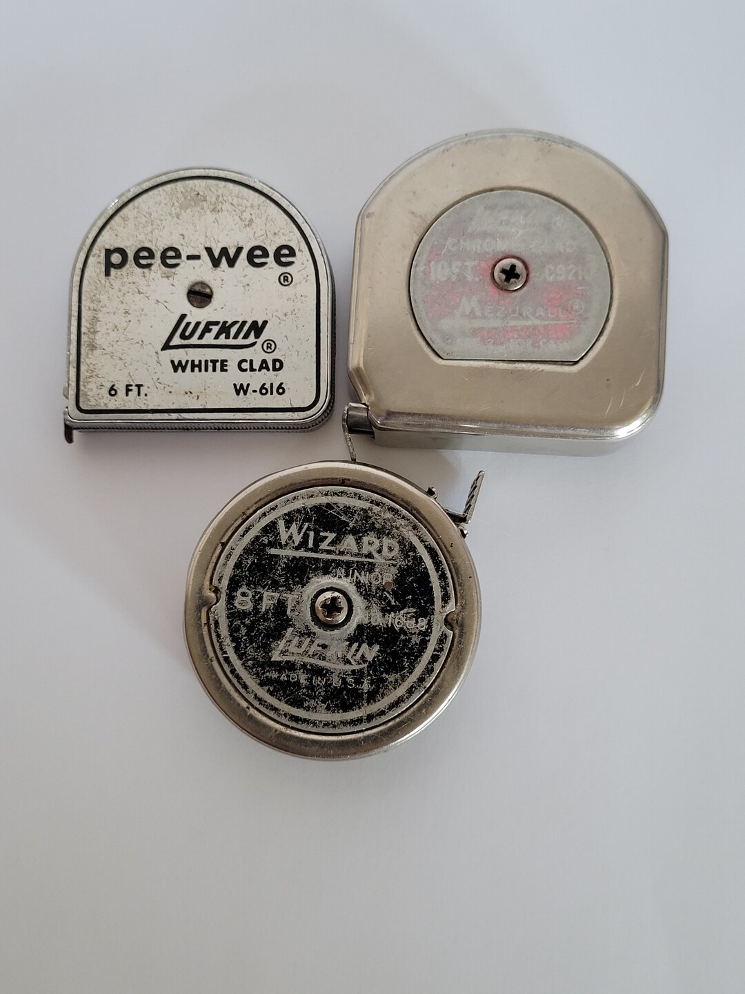Vintage 1950s LUFKIN LOT Small Metal Tape Measures Pee Wee Mezurall ...