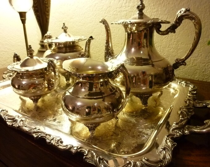 Community Plate (oneida) 5 PC Silver Tea Service Set/ Including Tray ...