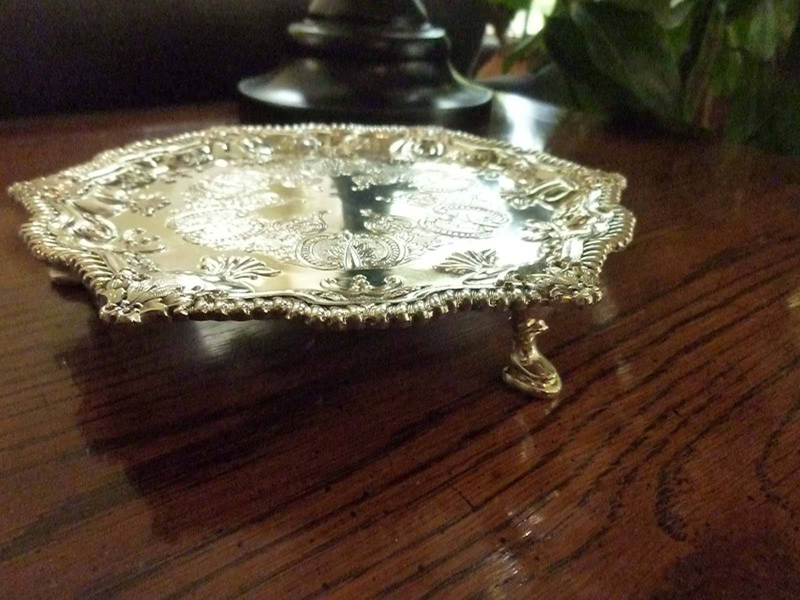 Pretty Vintage Baroque Style Hexagon Footed Silver Plate -many Uses ...