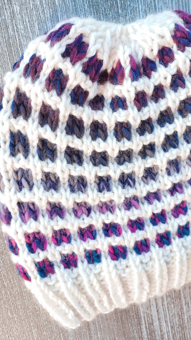 Peek-a-boo Beanie Hand Knit Plaid Hat - Etsy UK
