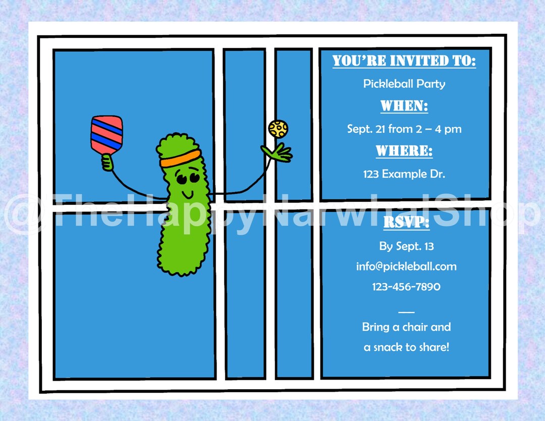 PICKLEBALL INVITE, Pickleball Party Invitation, Fully Customizable ...