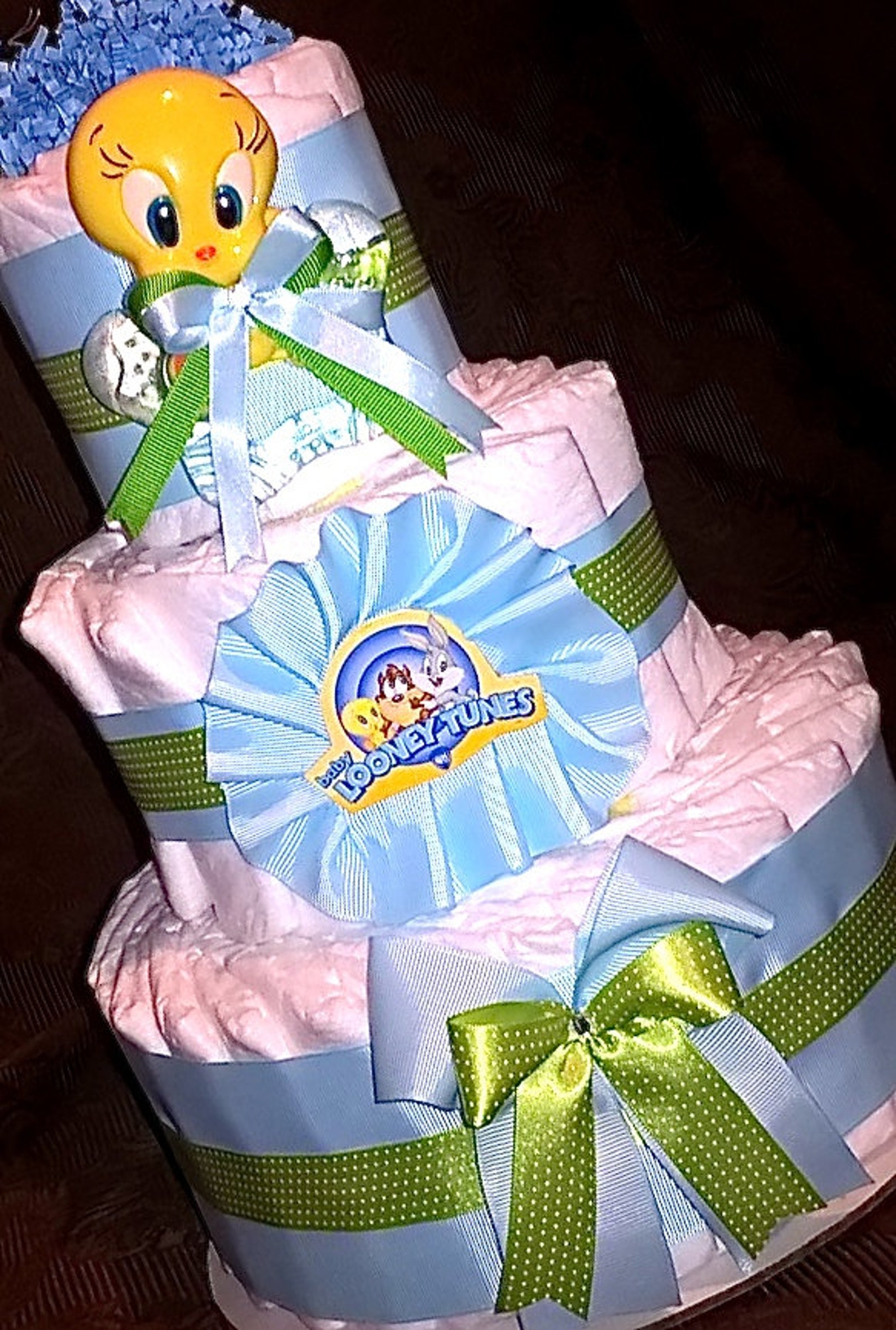 Our Large Stork Looney Tunes Diaper Cake Bundle Baby Shower - Etsy