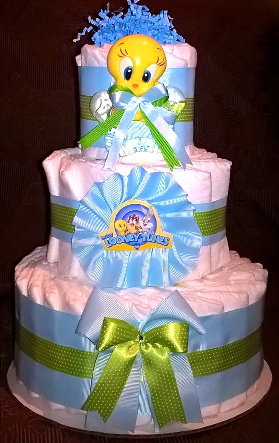 Our Large Stork Looney Tunes Diaper Cake Bundle Baby Shower - Etsy