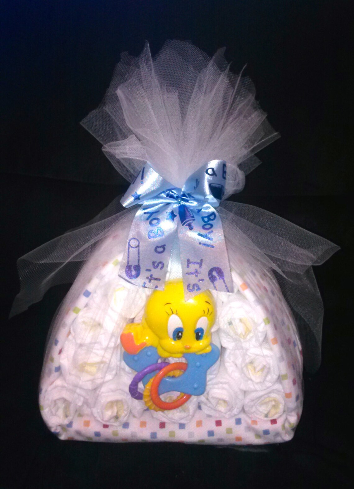 Our Large Stork Looney Tunes Diaper Cake Bundle Baby Shower - Etsy
