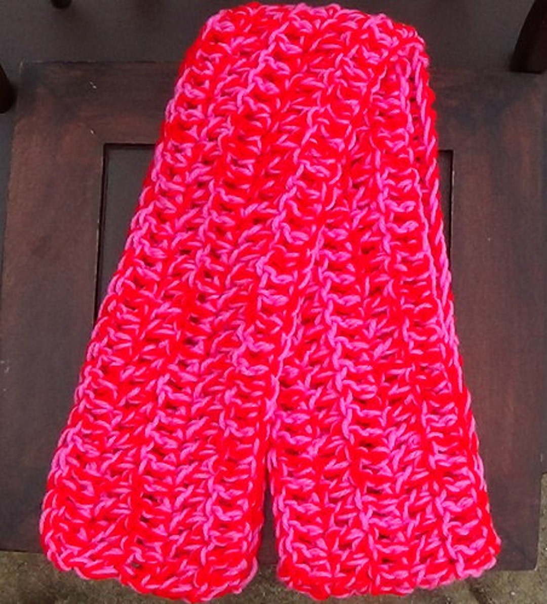 Scarf in Multi Red & Hot Pink - Etsy