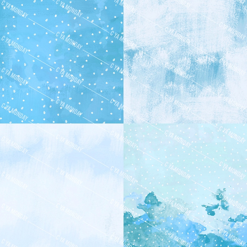 Turquoise Aqua Blue Watercolor Paint Splatter Digital Paper | Etsy