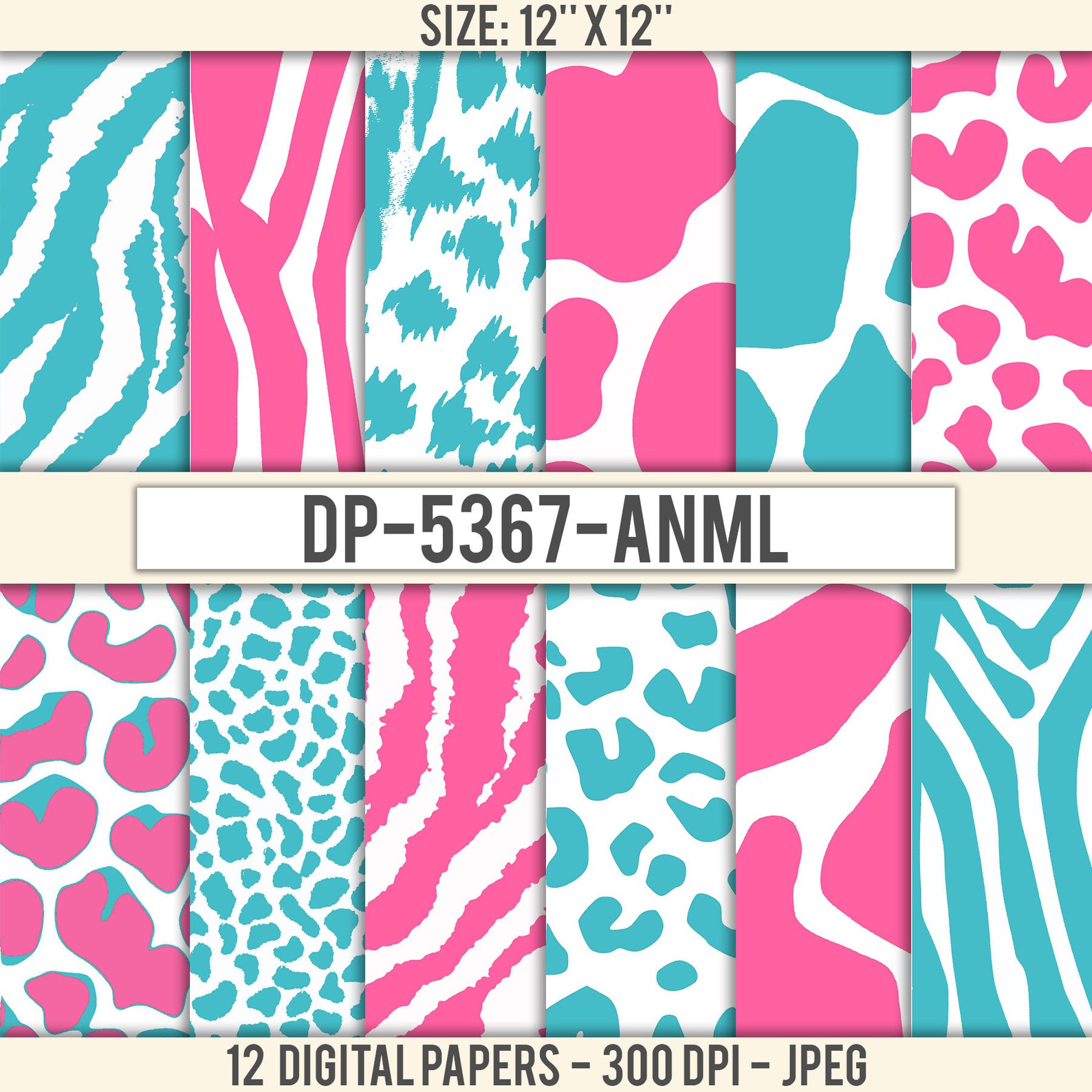 Pink Blue Animal Skin Print Digital Paper: Instant Download. - Etsy