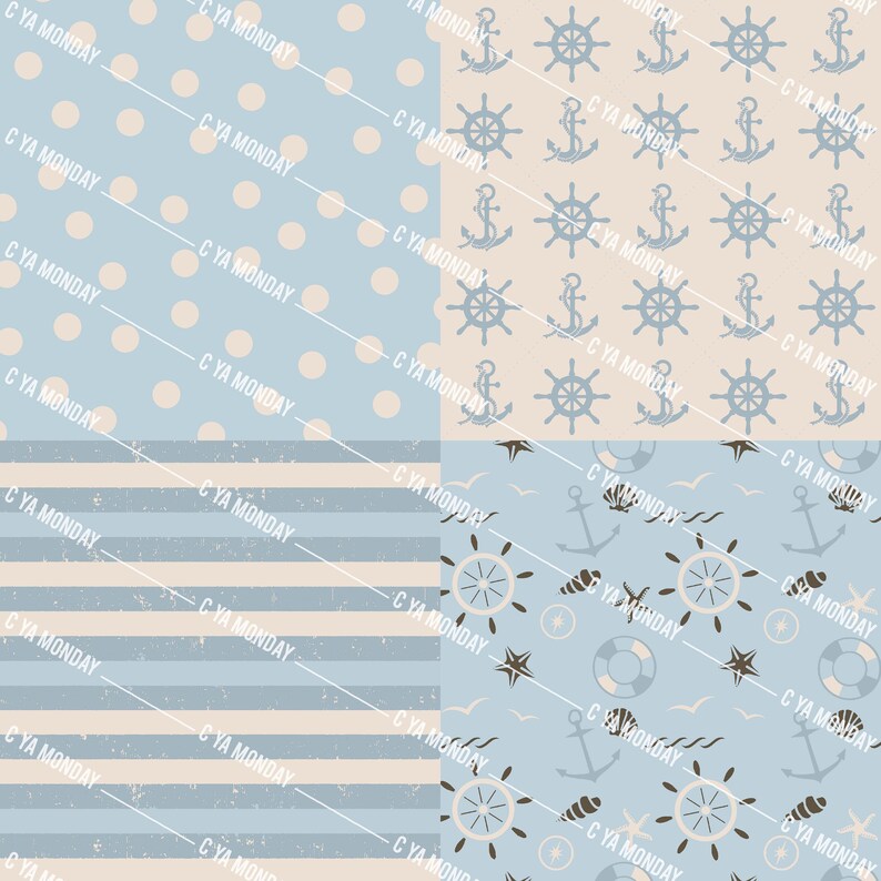 Ivory Blue Baby Boy Nautical Digital Paper: Instant Download. | Etsy