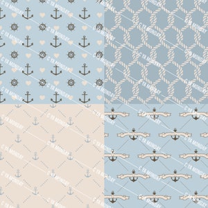 Ivory Blue Baby Boy Nautical Digital Paper: Instant Download. Pastel ...