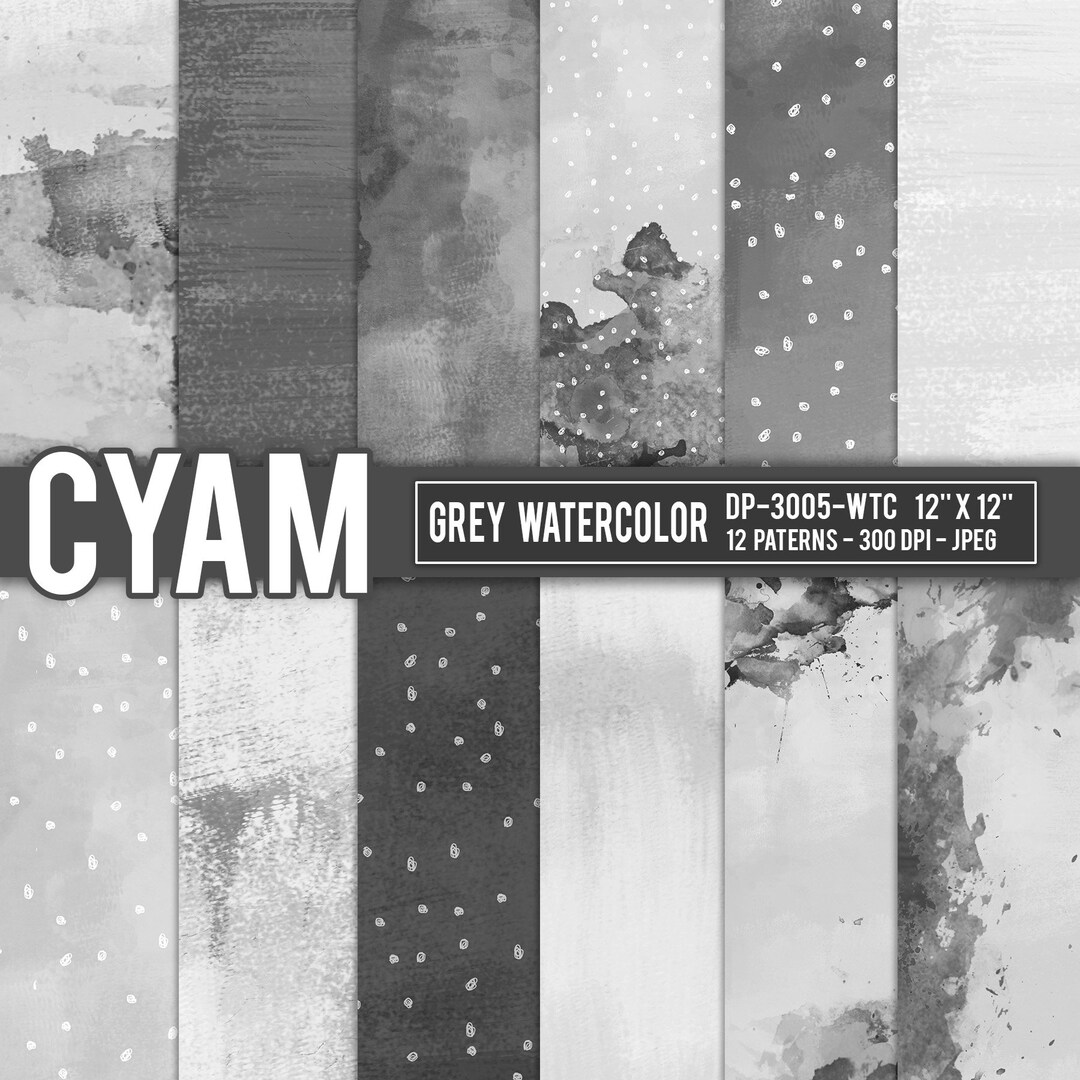 Elegant Grey Watercolor Paint Splatter Digital Papers: Instant Download ...