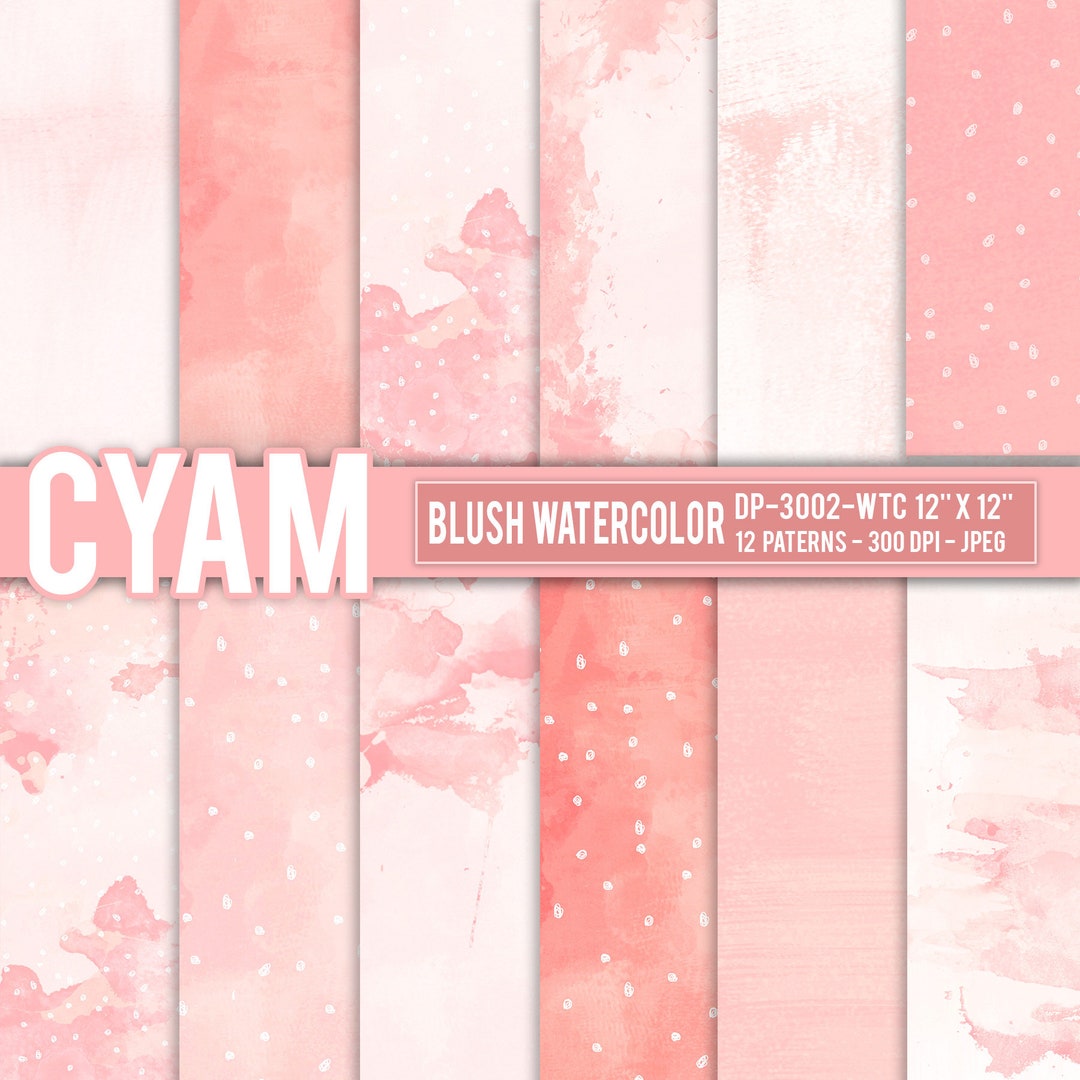 Peach Pink Watercolor Paint Splatter Digital Papers: Instant Download ...