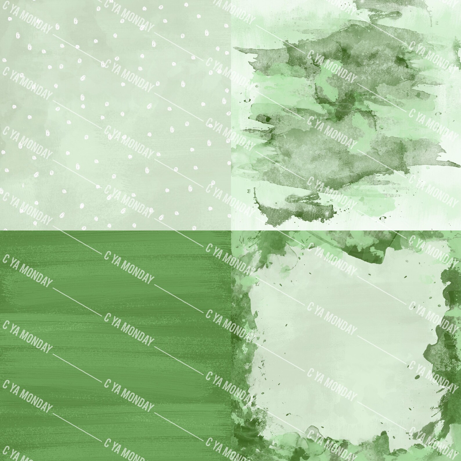 Forest Green Watercolor Paint Splatter Digital Paper: Instant - Etsy