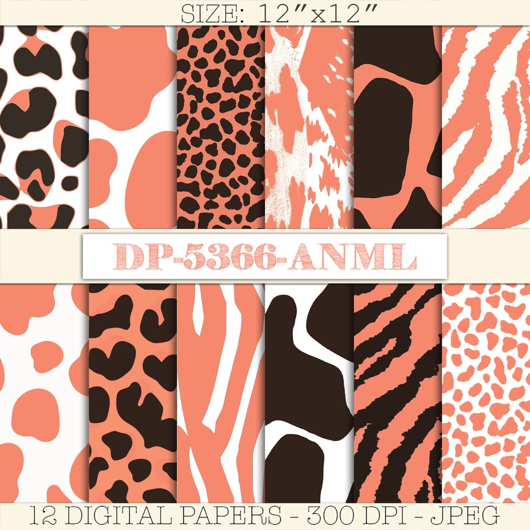 Pink Coral Animal Skin Print Digital Paper: Instant Download. Cheetah ...