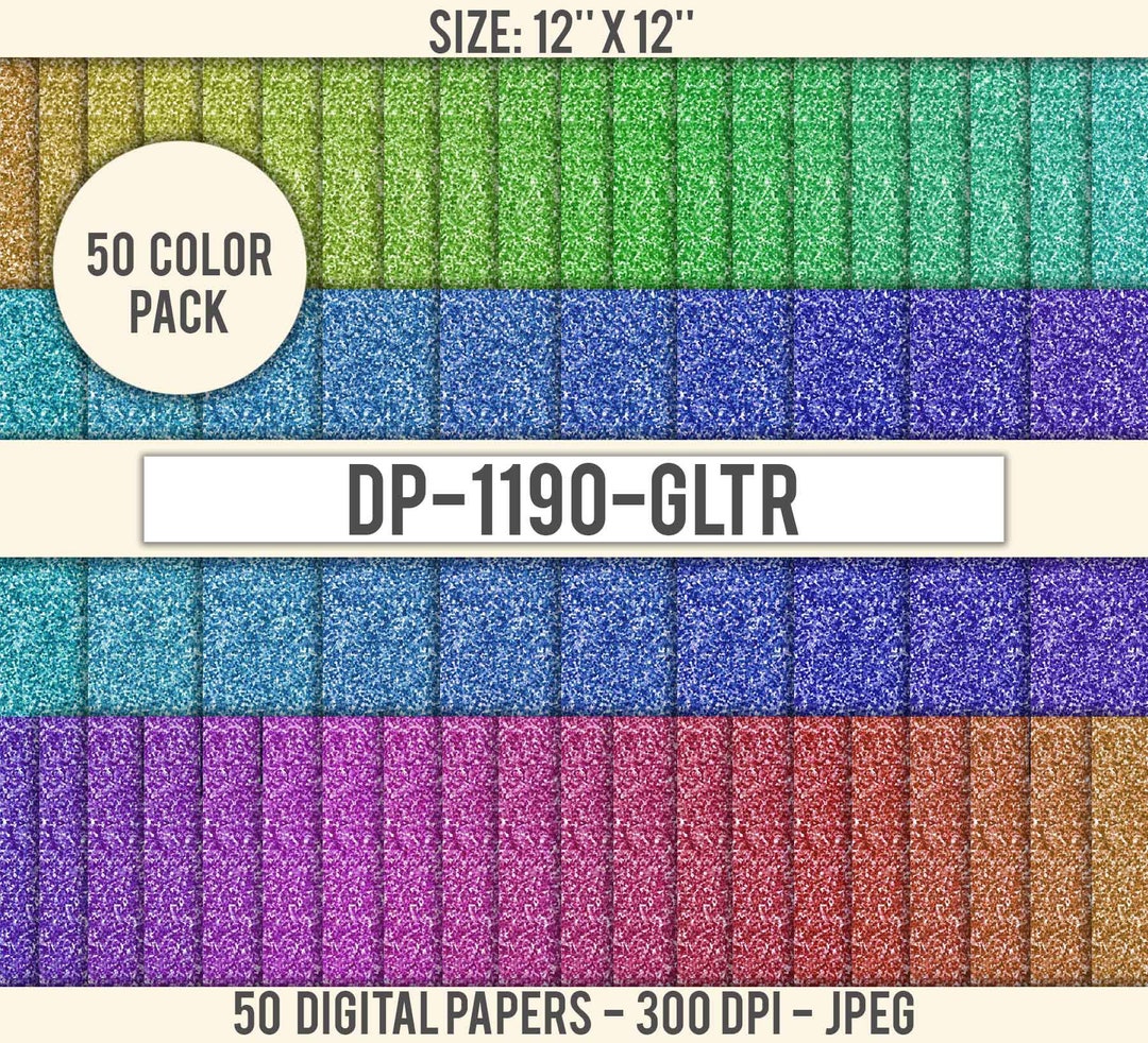Blue Gold Pink Green Rainbow Glitter Digital Paper. Glitter Princess ...