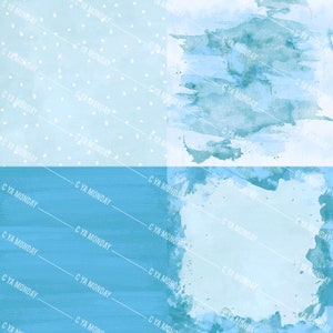 Turquoise Aqua Blue Watercolor Paint Splatter Digital Paper Instant ...