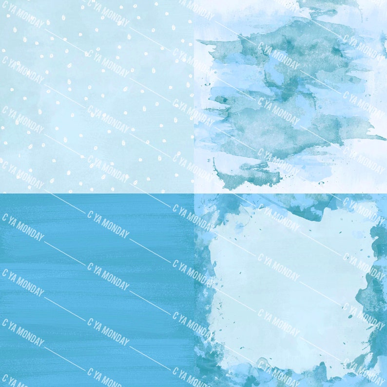 Turquoise Aqua Blue Watercolor Paint Splatter Digital Paper - Etsy