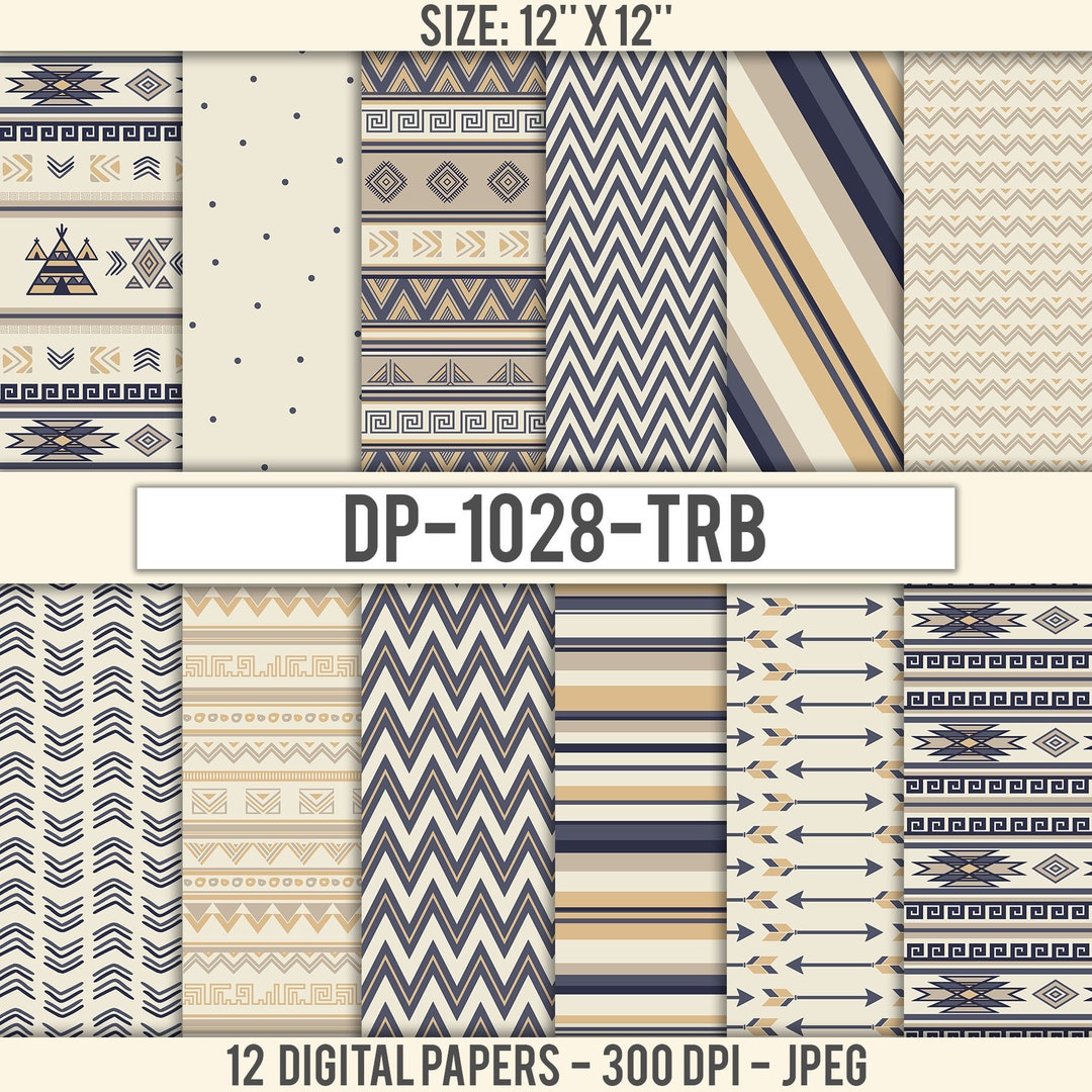 Pastel Tribal Scrapbook Digital Paper: Instant Download. Ethnic, Native ...