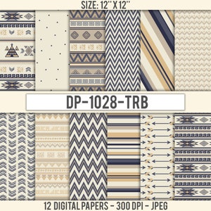 Pastel Tribal Scrapbook Digital Paper: Instant Download. Ethnic, Native ...