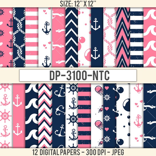 Pink Navy Nautical - Etsy
