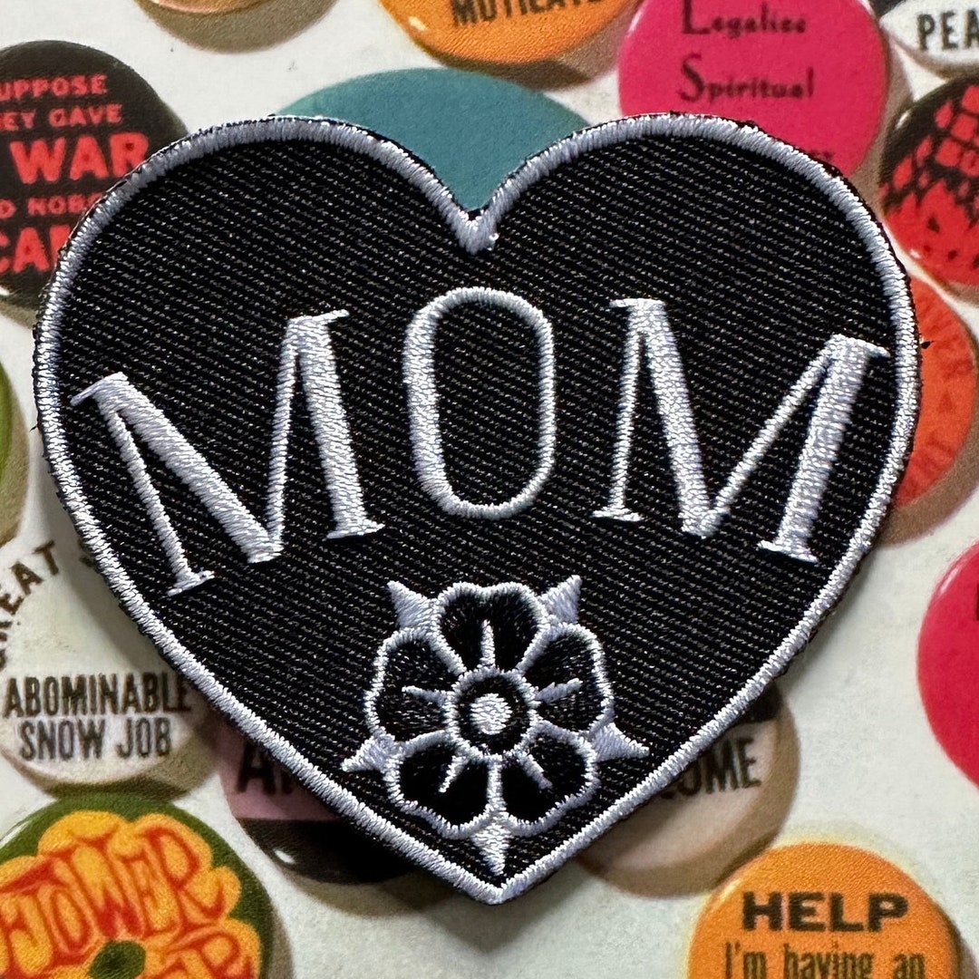 Mom Embroidered 2.25 Iron on Black and White Patch - Etsy