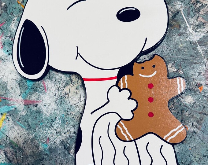 Snoopy With Gingerbread Man Christmas Yard Art - Etsy
