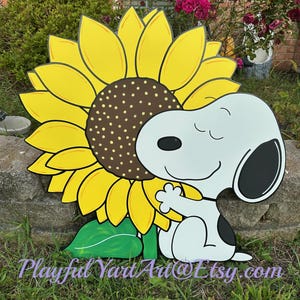 Snoopy With Sunflower Peanuts Yard Art - Etsy