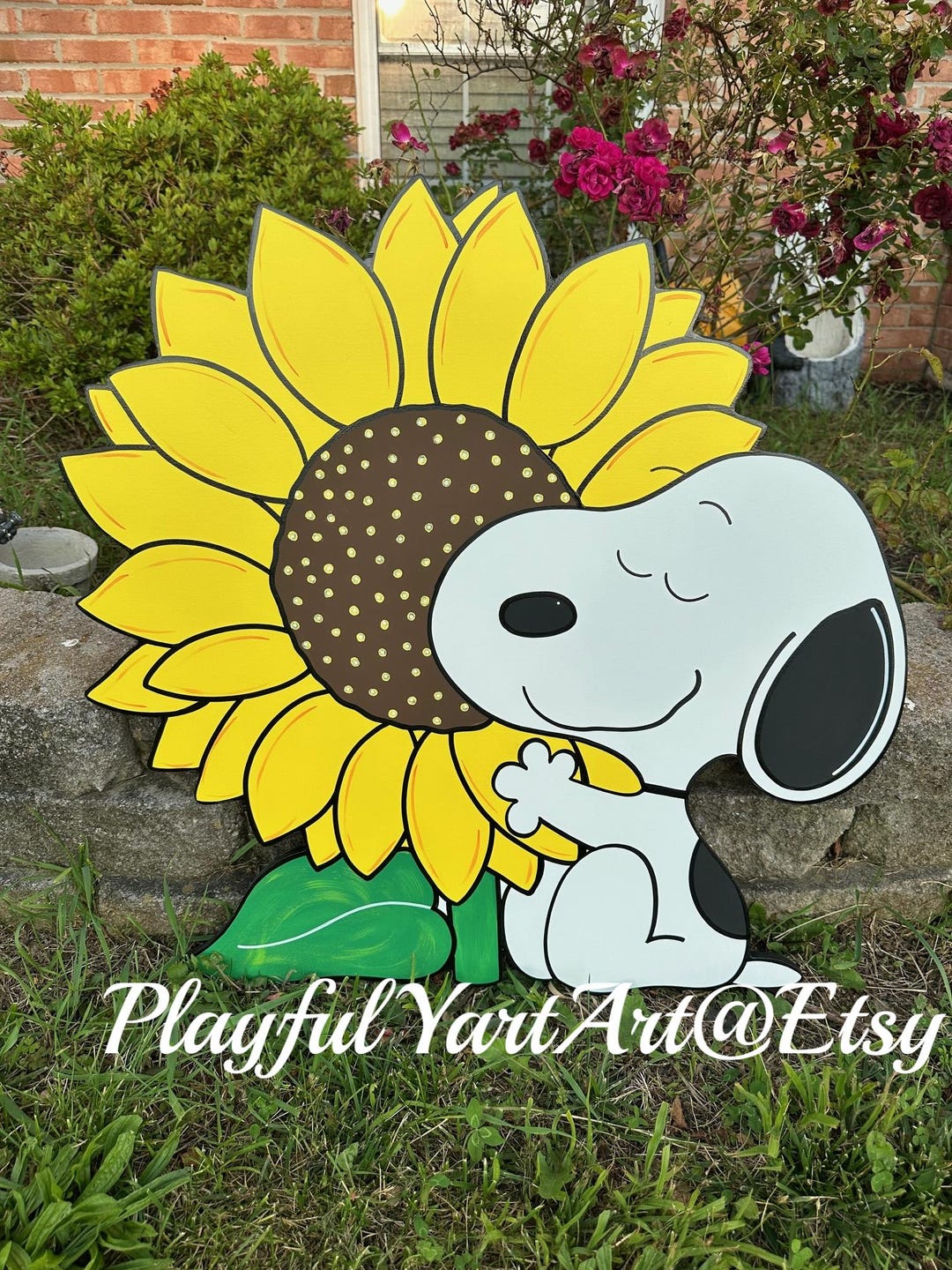 Snoopy With Sunflower Peanuts Yard Art - Etsy