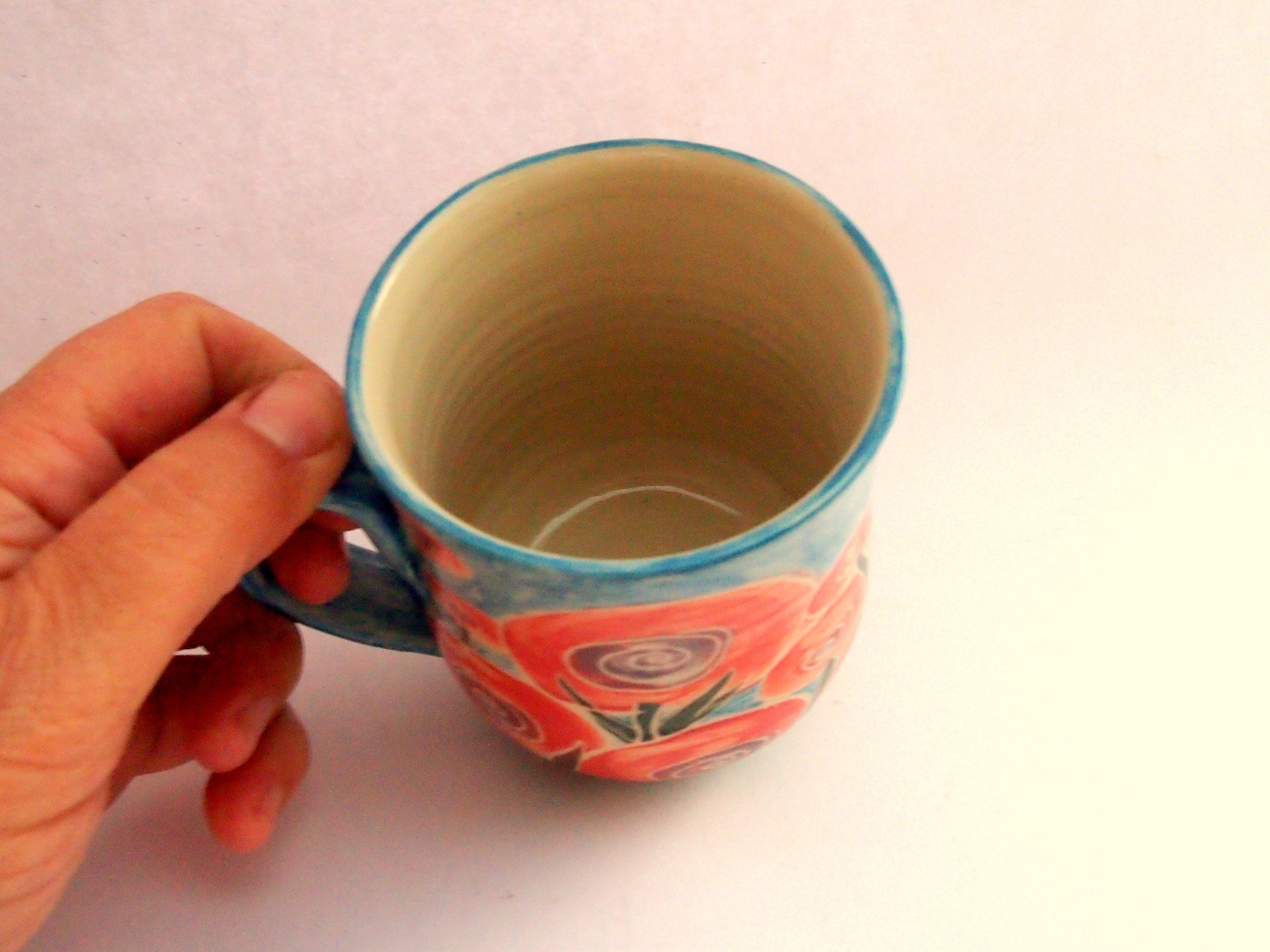 Coffee Mug Red Flower Mug Red Poppies Stoneware Mug Australian - Etsy