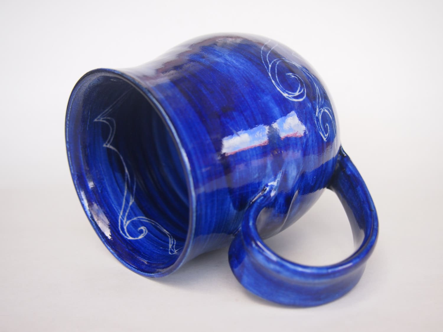Unique Coffee Mug Ocean Waves Pattern Cup Royal Blue White - Etsy